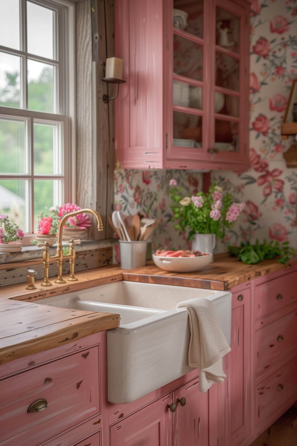 20+ Country Charm Retro Pink Kitchen Ideas - Living Chic