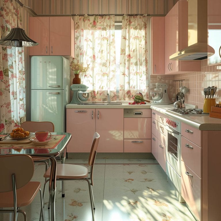 15 Charming Suburban Classic Retro Pink Kitchen Inspirations - Living Chic