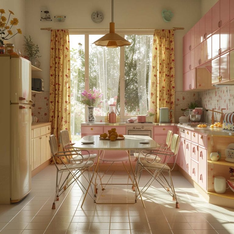 15 Charming Suburban Classic Retro Pink Kitchen Inspirations - Living Chic